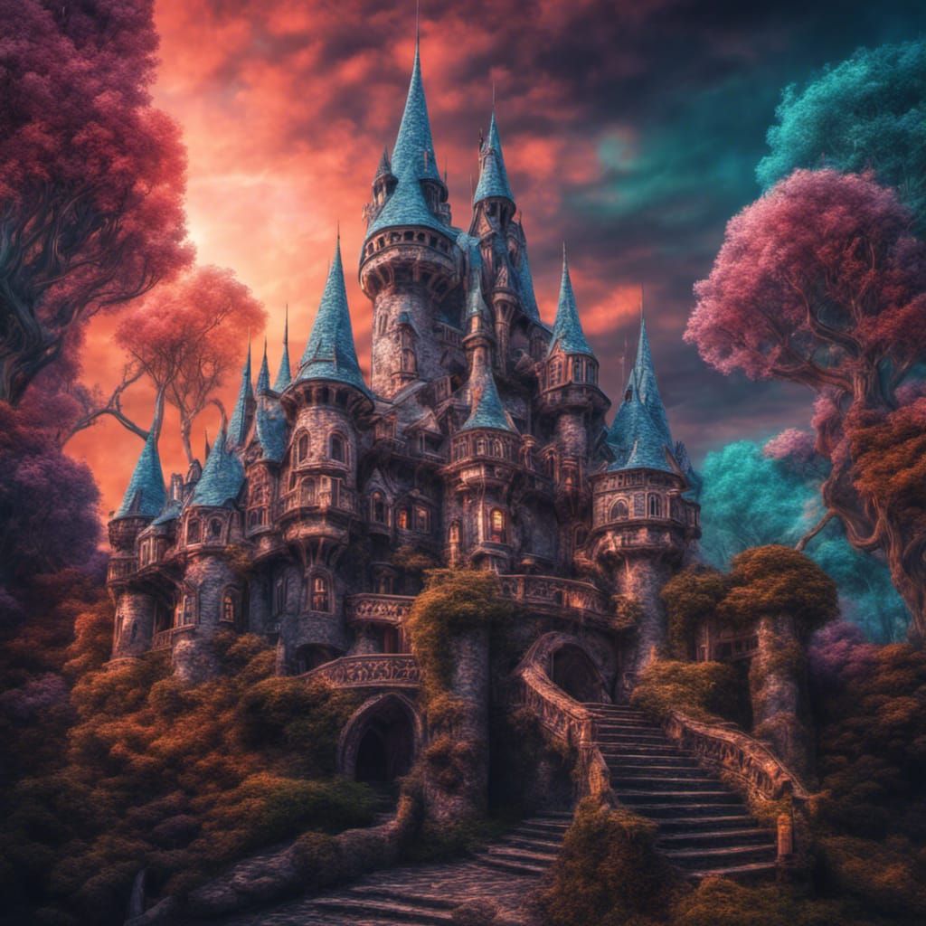 Psychedelic fantasy castle - AI Generated Artwork - NightCafe Creator