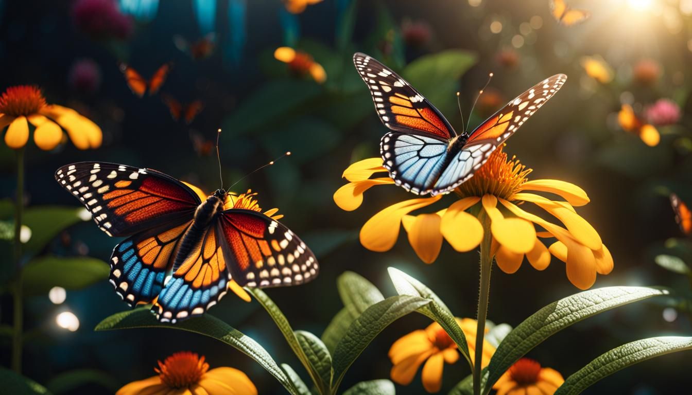 Butterflies Pollination - AI Generated Artwork - NightCafe Creator