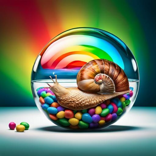 Snail Candy Glass Bubble - AI Generated Artwork - NightCafe Creator