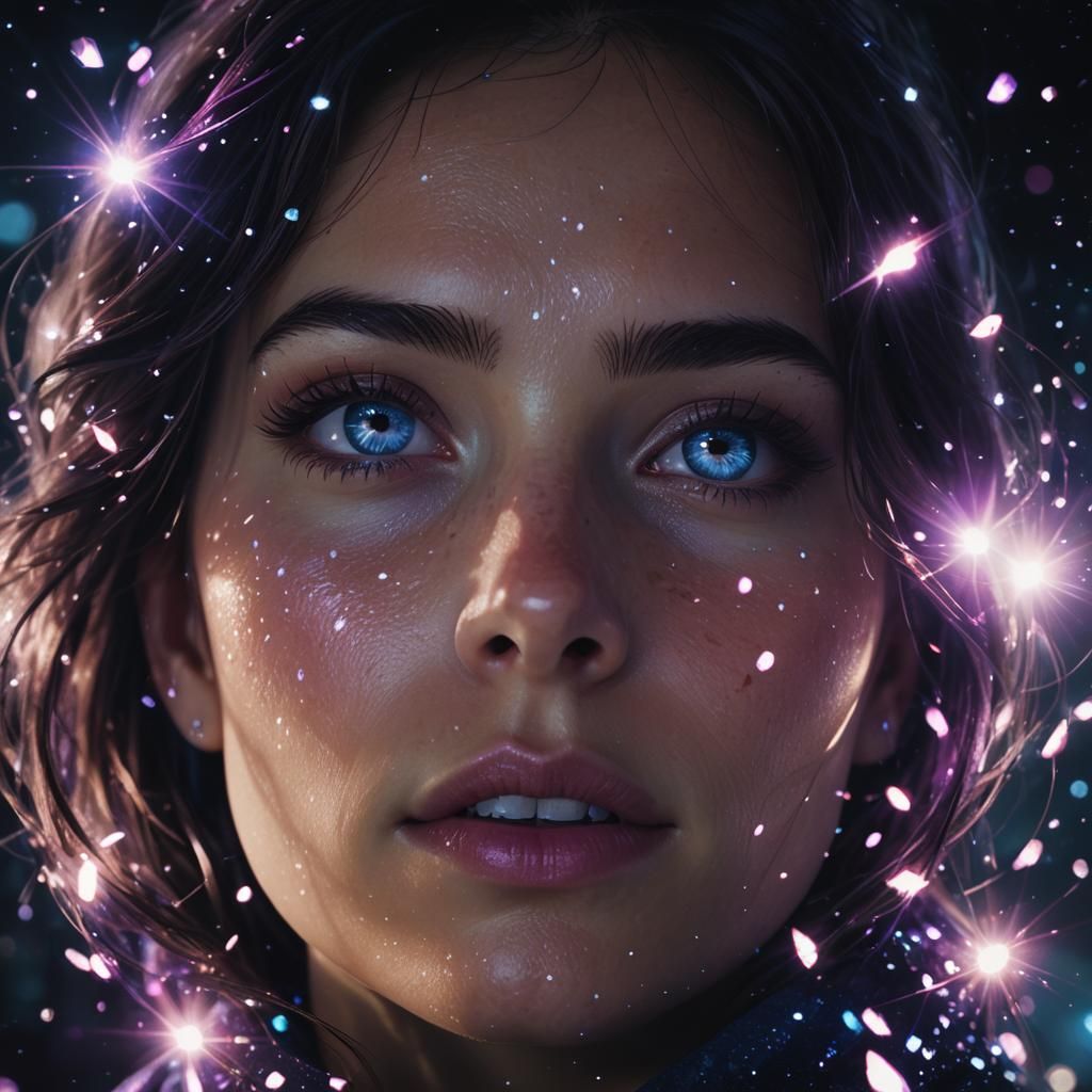 Starlight shining eyes - Hyper-Realistic Portrait with Starl...