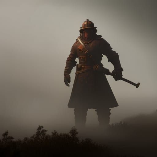 Firefighter and the fog - AI Generated Artwork - NightCafe Creator