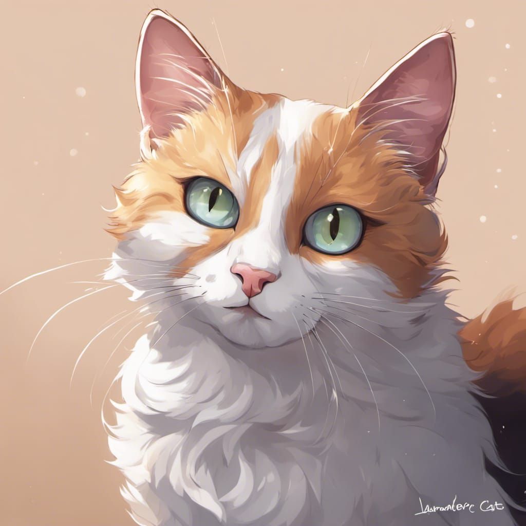 Portrait of a calico cat named Lavandernose from warrior cats. - AI ...