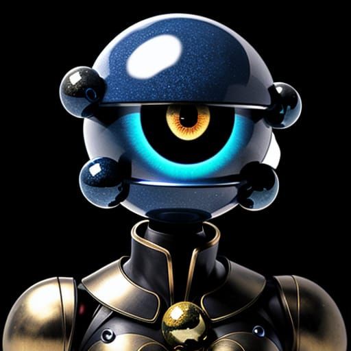 Humanoid with Magic-8-Ball as Eye - Enigmatic Being with Mys...