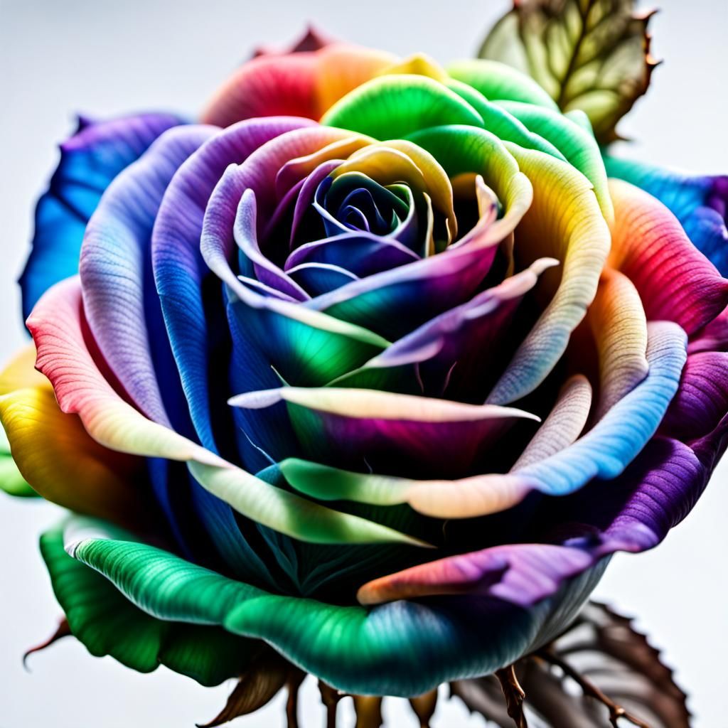 A intricately complex rainbow rose, made from a crystal - AI Generated ...