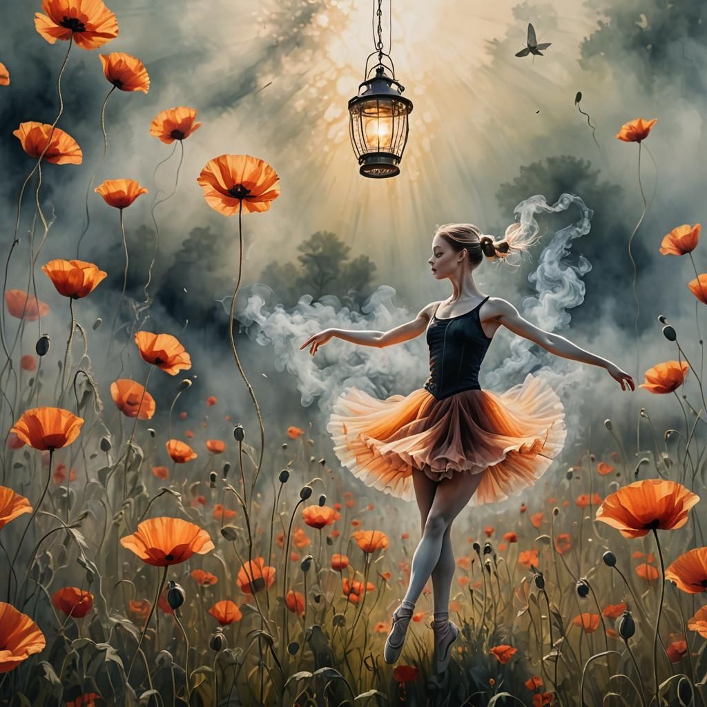 Dancing in a Poppy Field. - AI Generated Artwork - NightCafe Creator