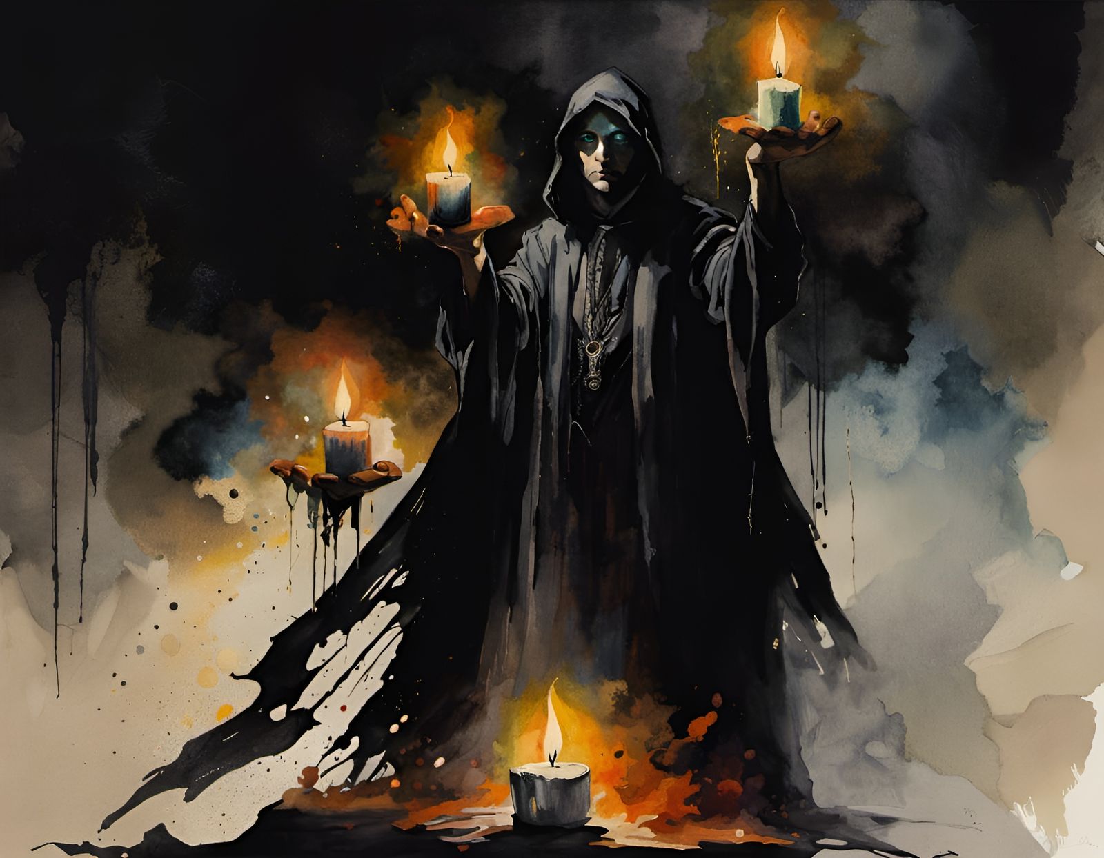 Shadow Priest with a candles - AI Generated Artwork - NightCafe Creator