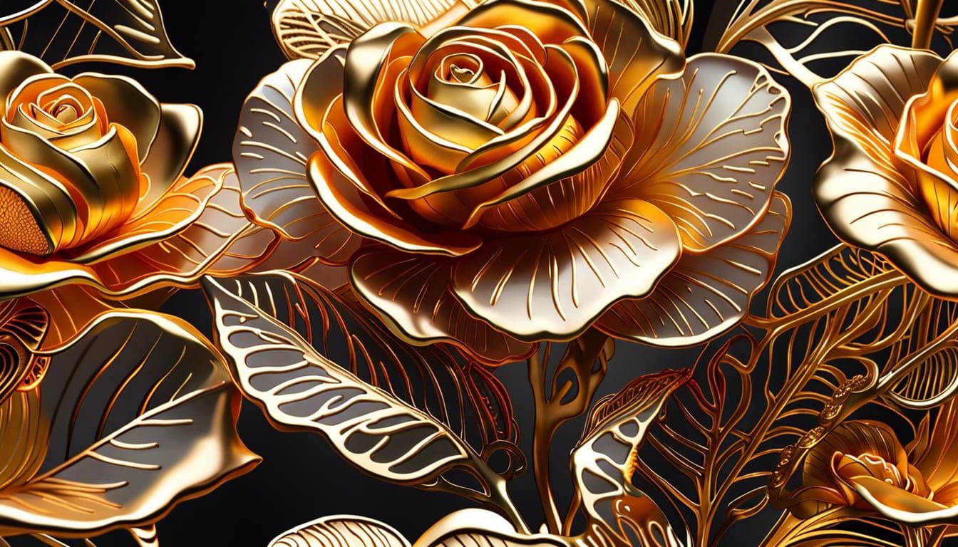 Gold filigree rose glowing -2925....... God Is Available. He Loves You ...