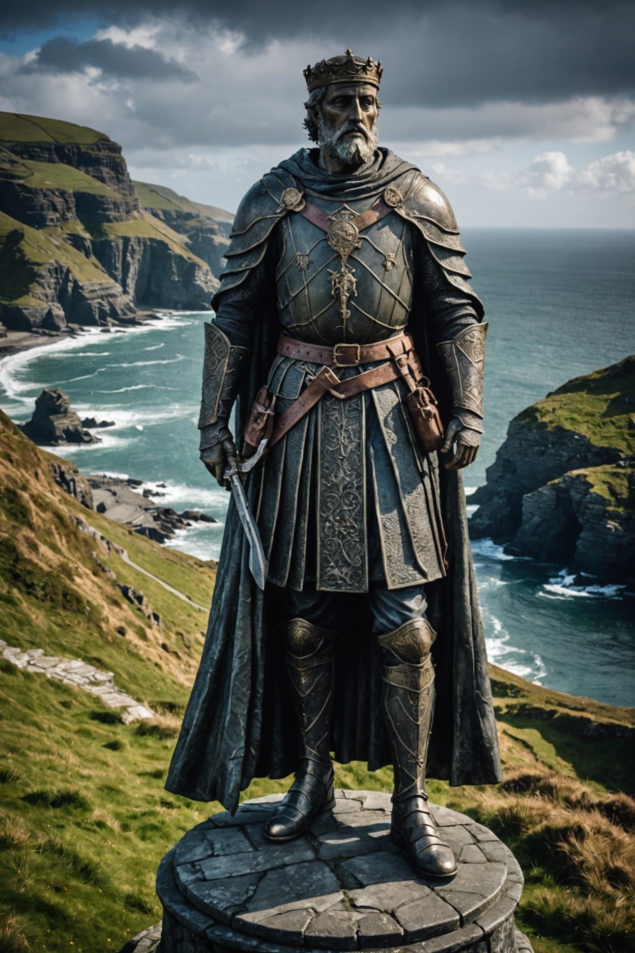 A statue of king Arthur at Tintagel Castle - AI Generated Artwork ...