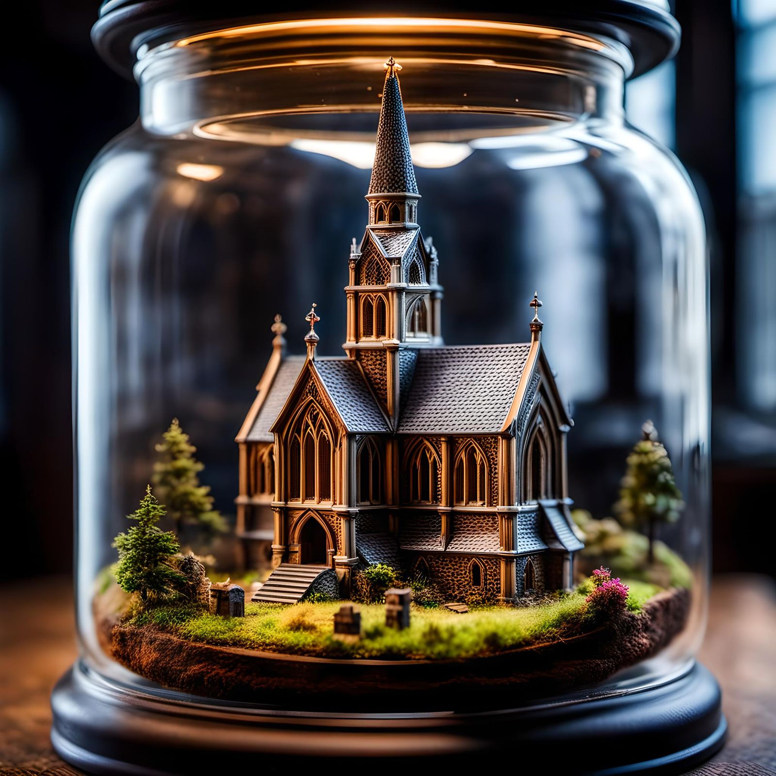 Moody medieval church inside a jar - AI Generated Artwork - NightCafe ...