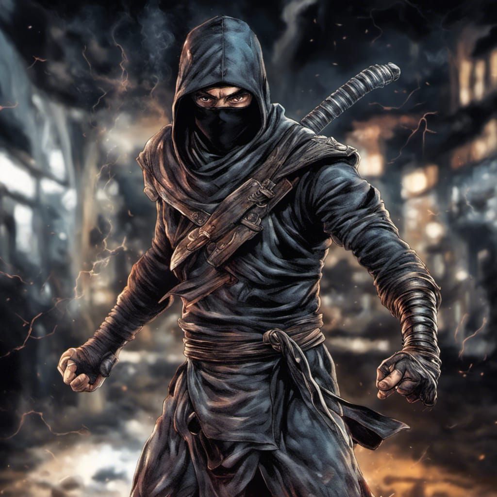 Ninja on City Streets - AI Generated Artwork - NightCafe Creator