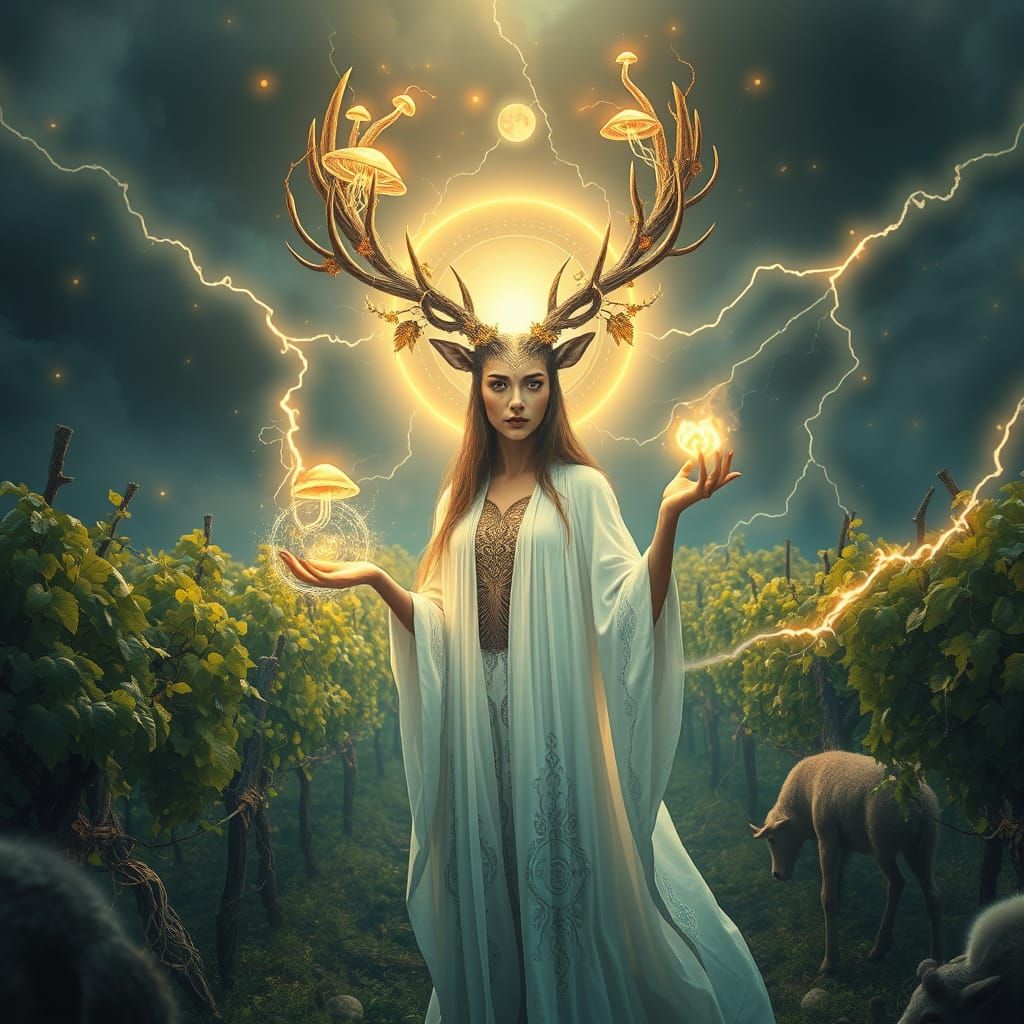 Ethereal Elk-Woman Channels Seven Worlds in Lush V... - AI Art
