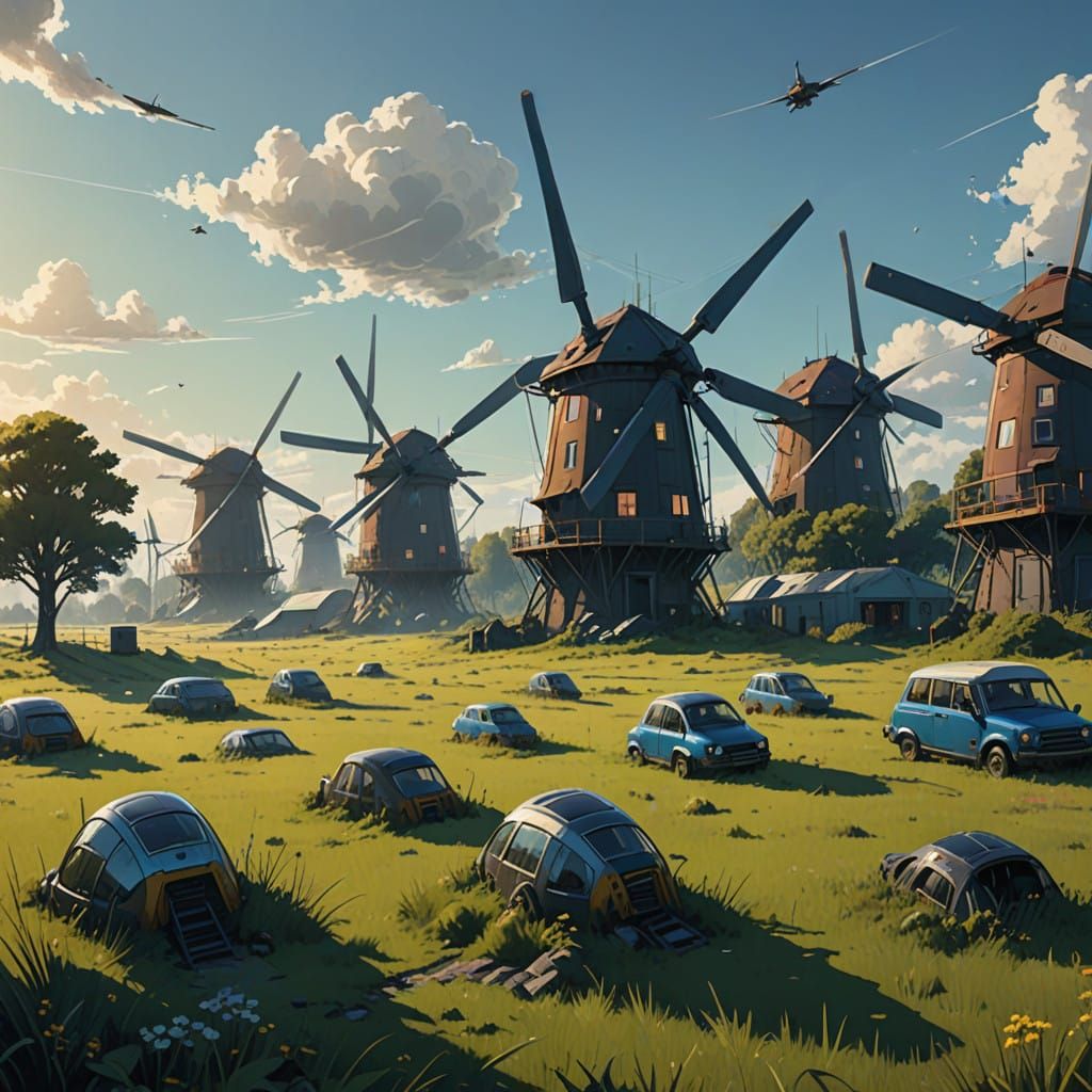 Windmill power - Photorealistic Futuristic Windmill Estates ...