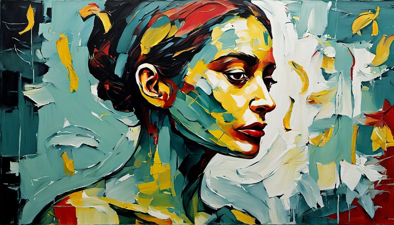 Feminine Desire in Abstract Impasto - AI Art