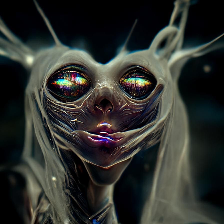 Beautiful Alien girlfriend, with warm loving eyes and an inviting smile ...