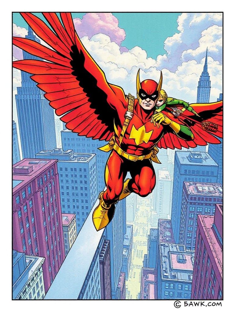 Hawkman and Sparrow-Girl Chase Clues in a Vibrant ... - AI Art