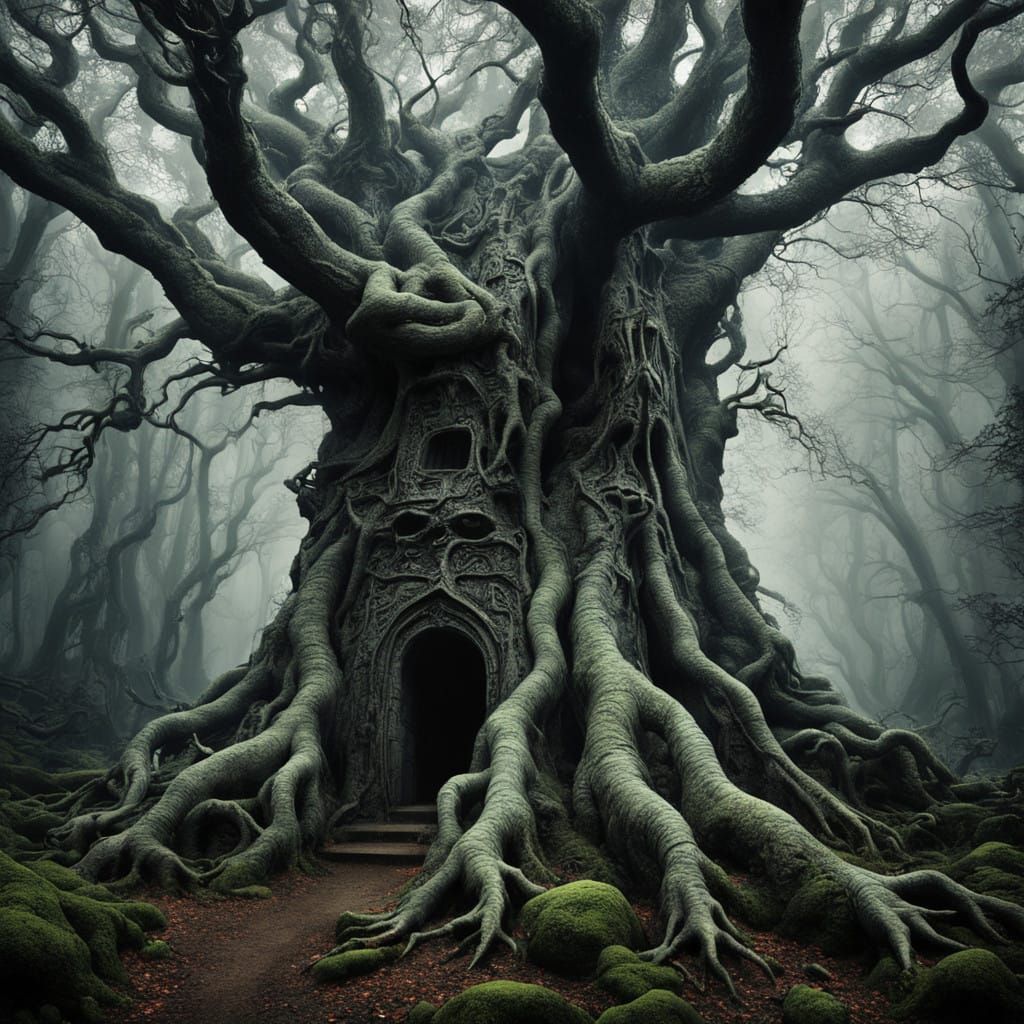 Ancient Clay Forest in Earthy, Textured Style - AI Art