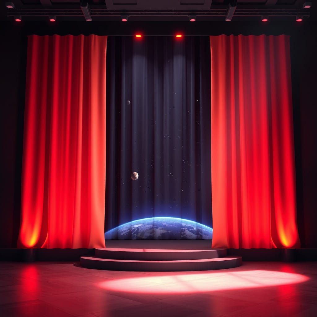 Cosmic Dreams: Vibrant Planetary Stage Curtain in ... - AI Art