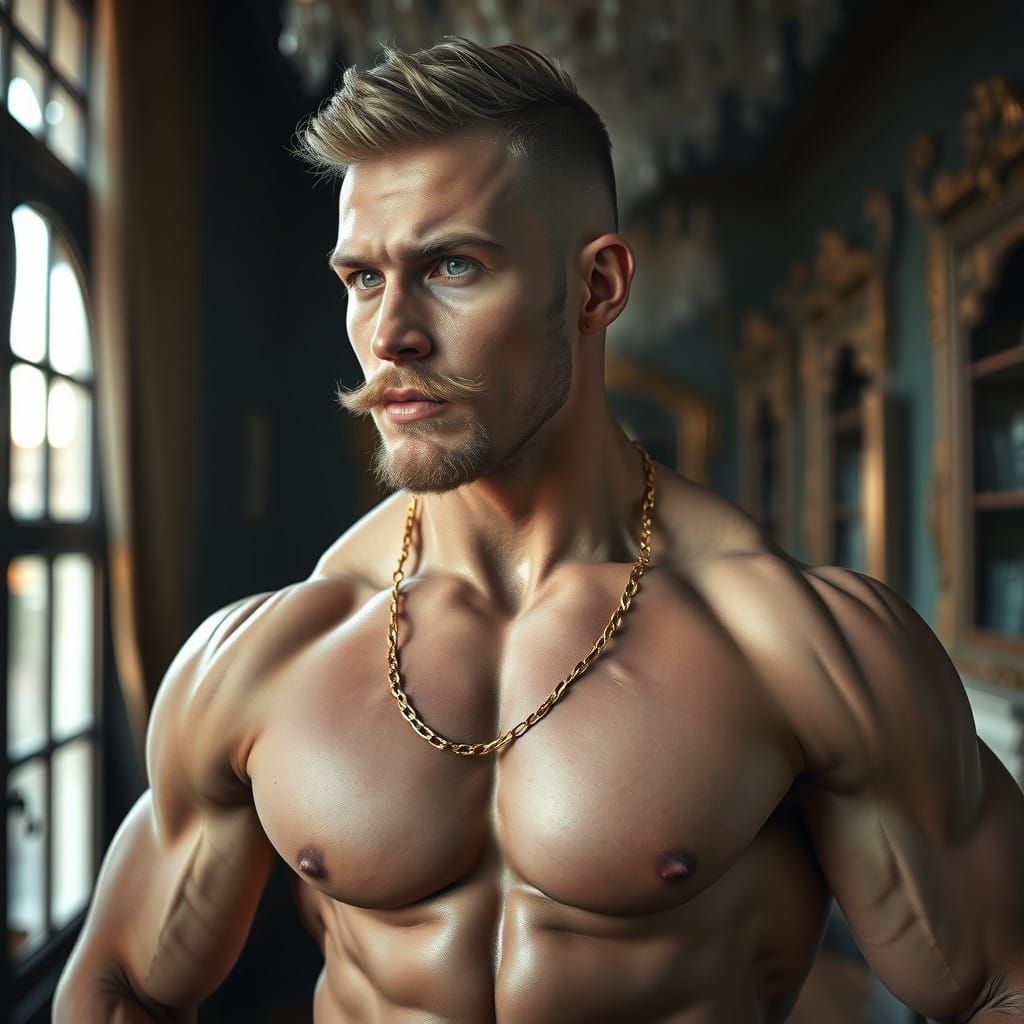 YOUR BELOVED DADDY! - Epic Baroque Bodybuilder in a Golden E...