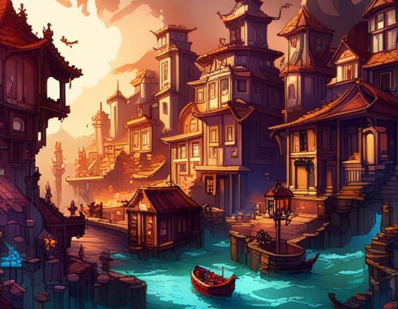 8 bit Fantasy City - AI Generated Artwork - NightCafe Creator