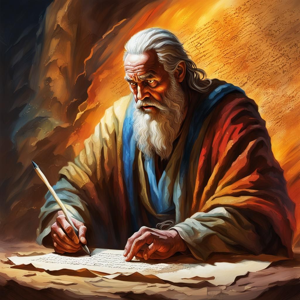 Moses Writing The Ten Commandments - AI Generated Artwork - NightCafe ...