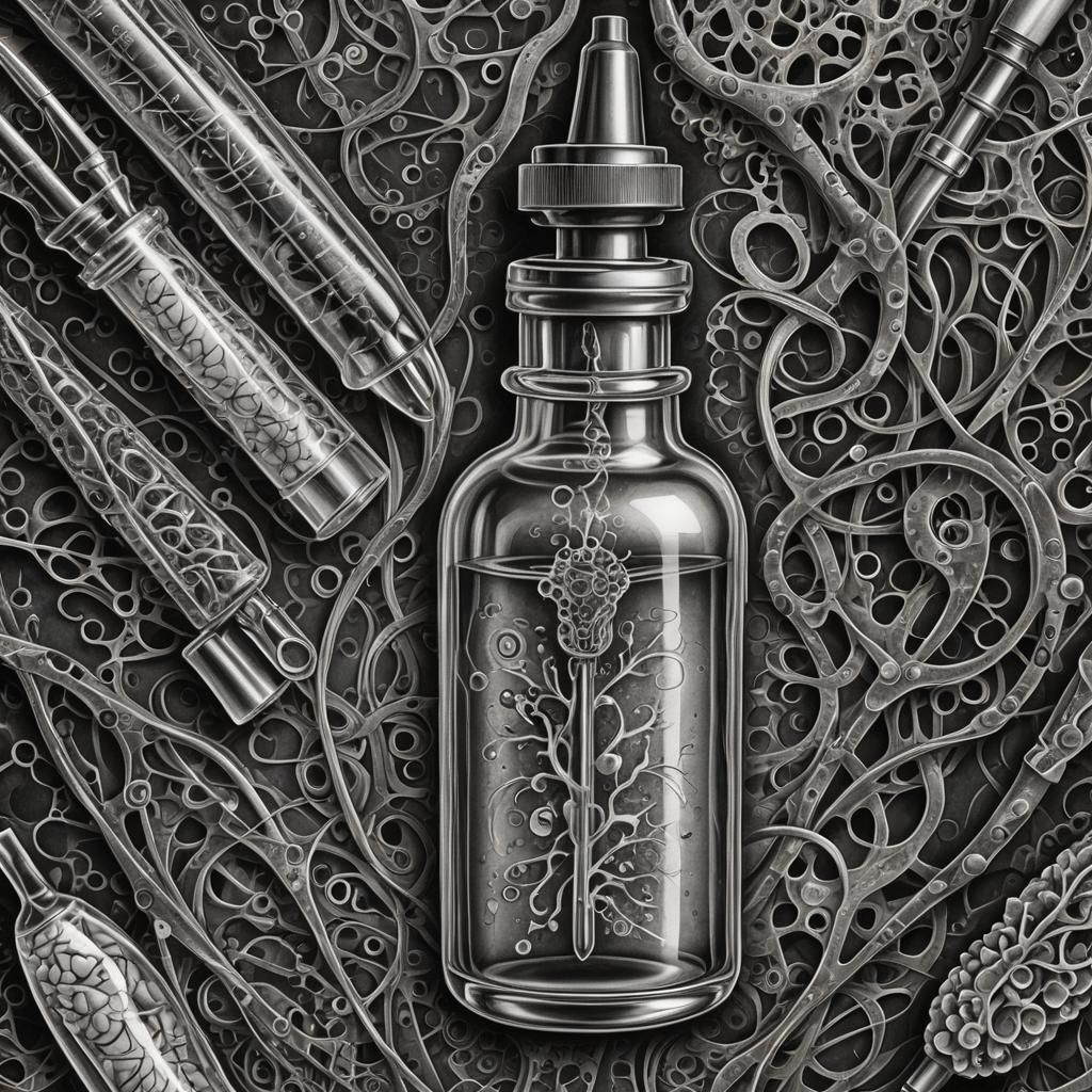 Hyper-Realistic Charcoal Drawing of Rabies Vaccine... - AI Art