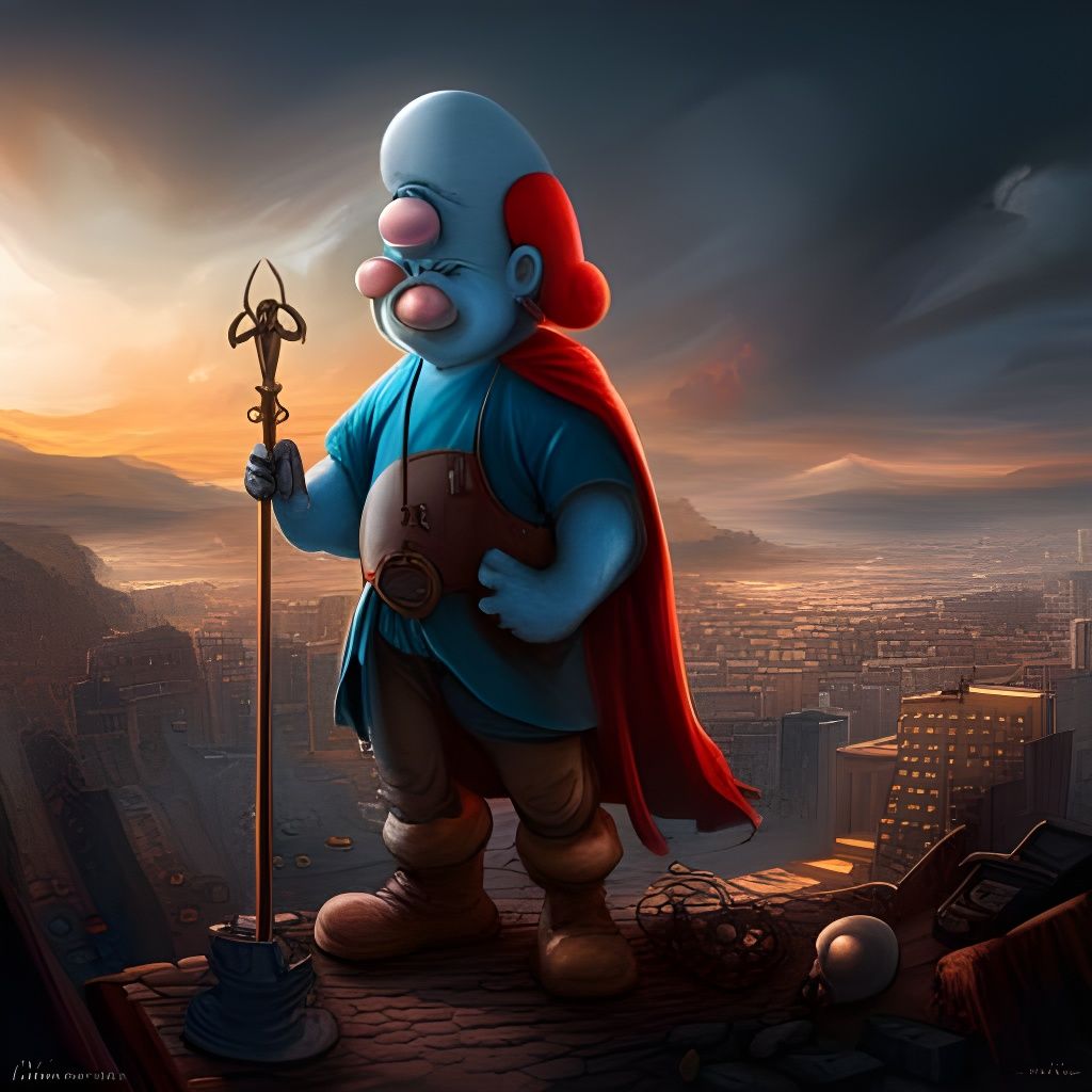 Papa Smurf Mixed With Batman (V) - AI Generated Artwork - NightCafe Creator