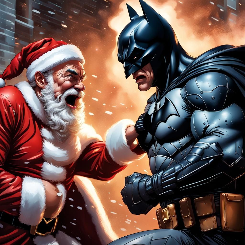Batman fighting Santa Claus. - AI Generated Artwork - NightCafe Creator