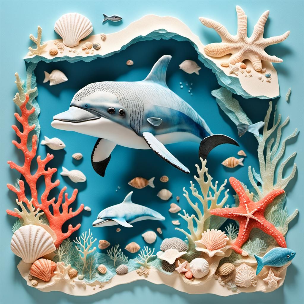 Ocean themed 3D mixed media collage - AI Generated Artwork - NightCafe ...