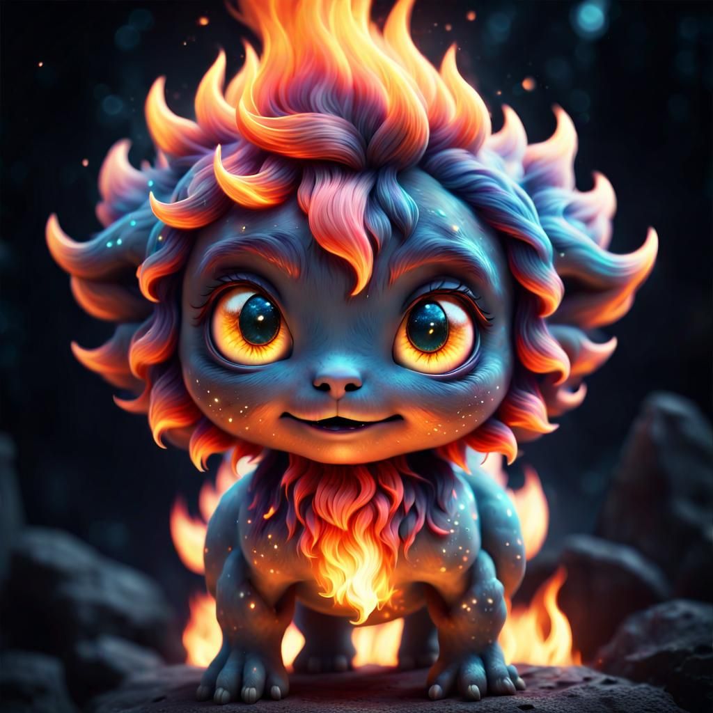 Cute Fire Galaxy Creature - AI Generated Artwork - NightCafe Creator