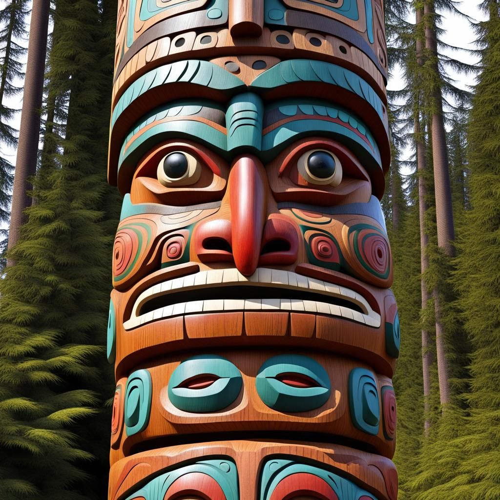 Totem Pole (carved detail) (II) - AI Generated Artwork - NightCafe Creator