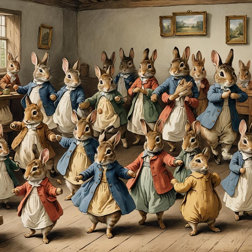 The Dance Class in the style of Beatrix Potter 4 - AI Generated Artwork ...