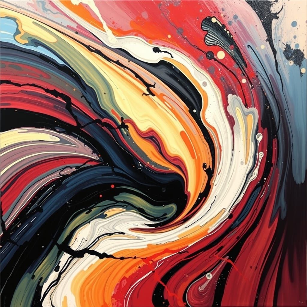 Abstract action/gestural encompasses impasto and t... - AI Art