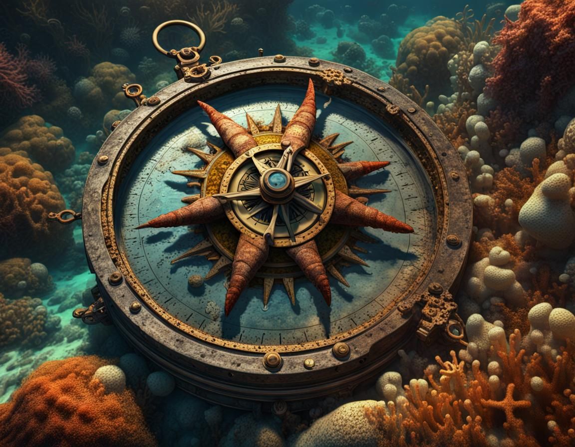 Old Rusty Compass on the Ocean Floor - AI Generated Artwork - NightCafe ...