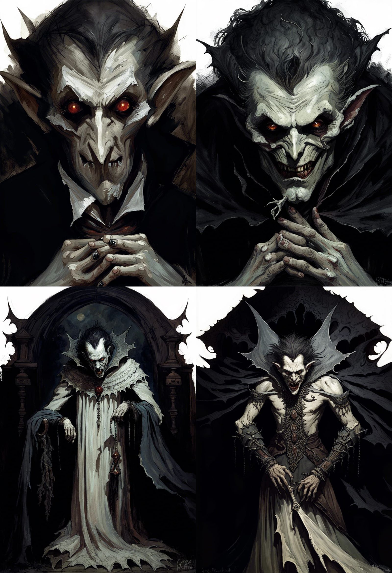 victorian man vampire, blind, sad, pointy fangs, dark nightmare, shaman ...
