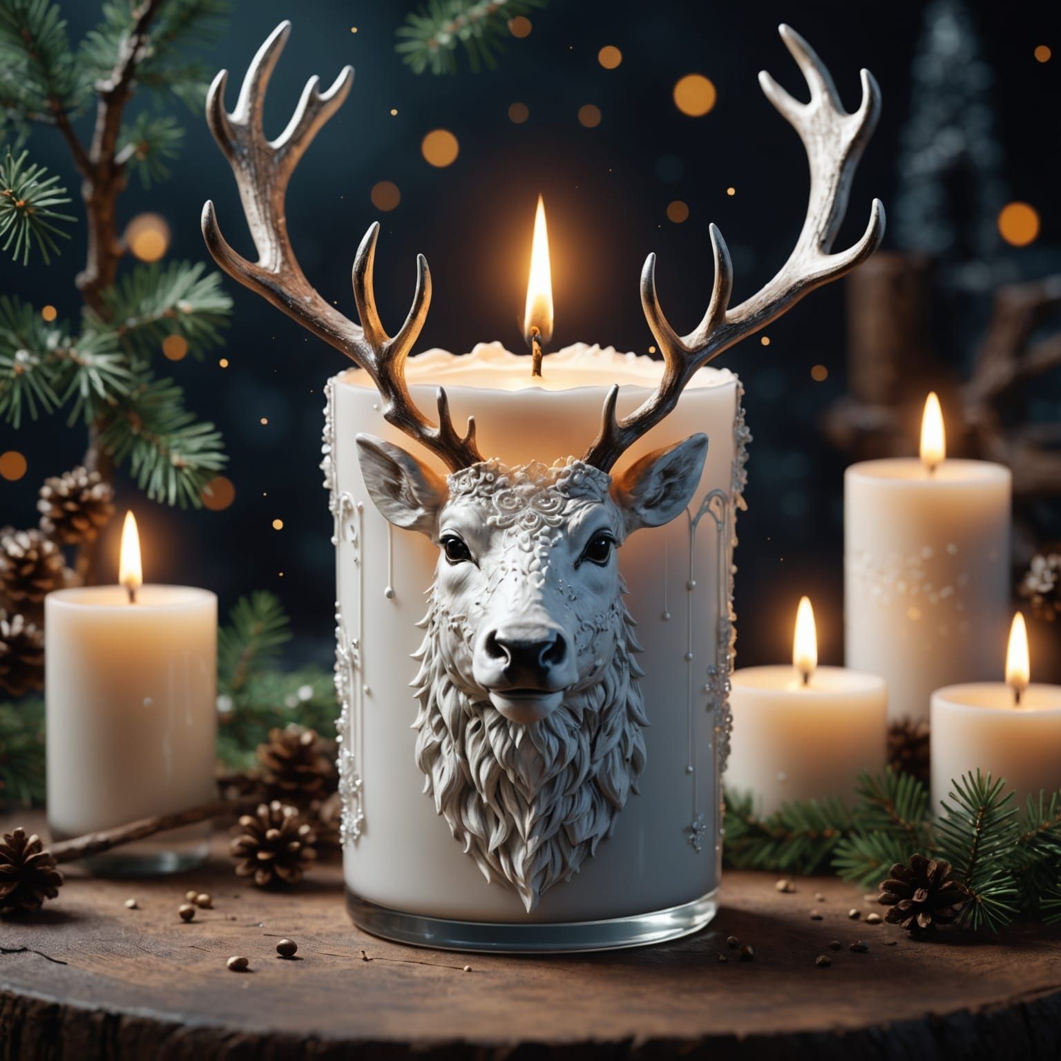 Fantastical Reindeer Candle in Detailed Matte Pain... - AI Art