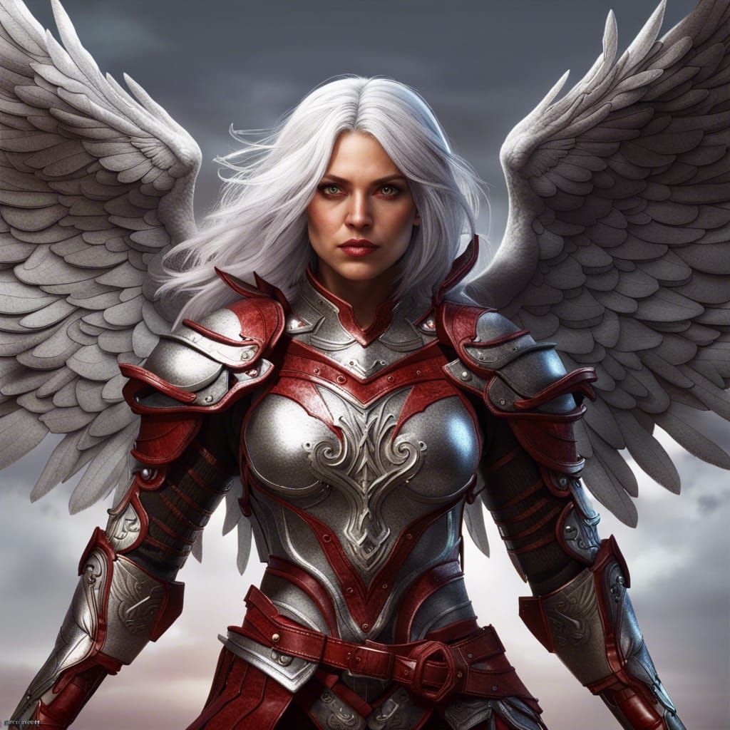 Silver haired Angel-like female warrior - AI Generated Artwork ...