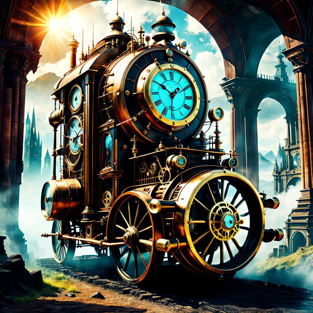 Steampunk time machine - AI Generated Artwork - NightCafe Creator