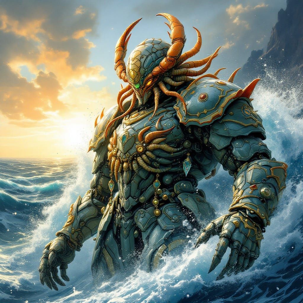 Lord Marin - Warrior of the Ocean Depths in Radiant Seashell...