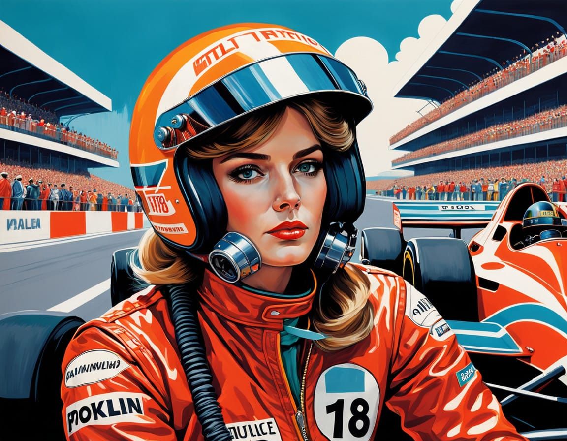 Racing Queen - Vibrant Racing Queen with Vintage Style and F...
