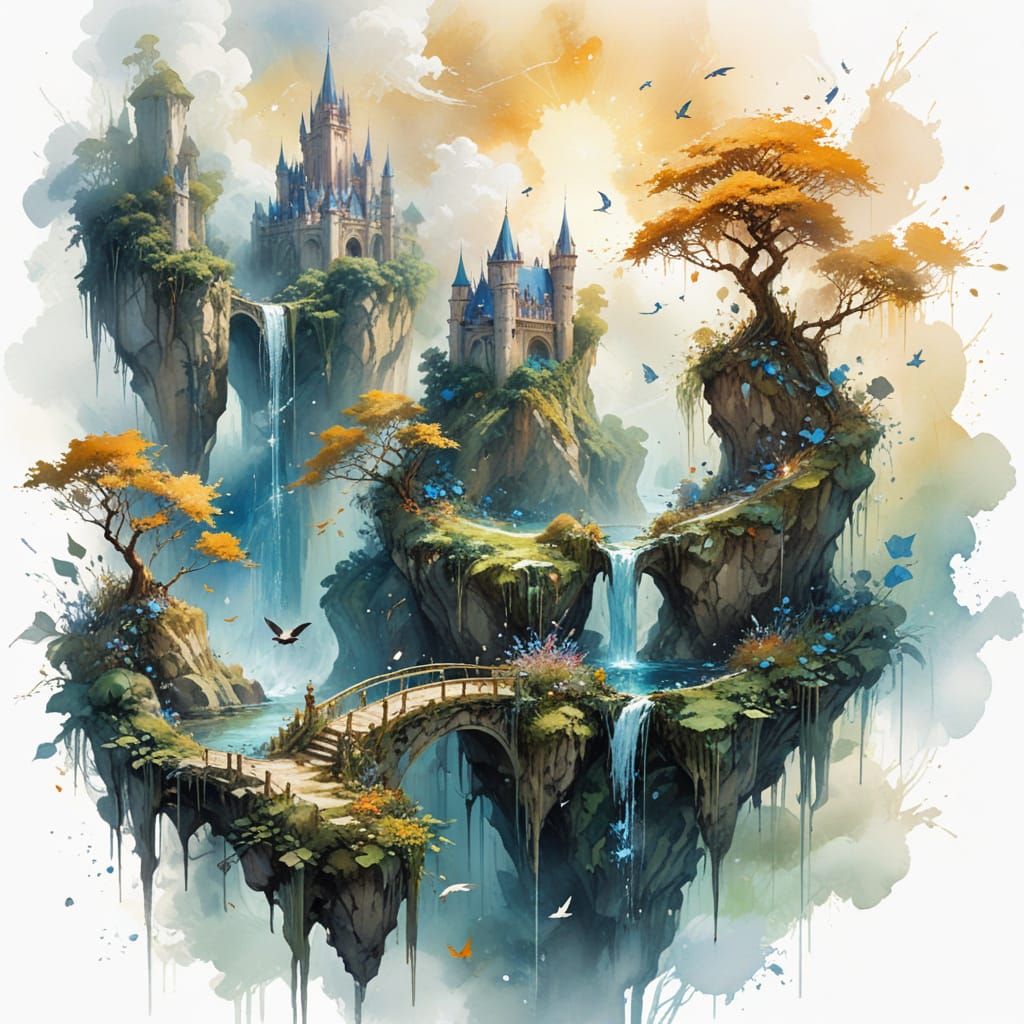 Floating Isles of Wonder, Suspended in a Realm of ... - AI Art