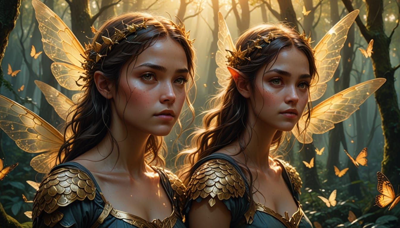 Fairies - Fantasy Fairies in Golden Hour Glory