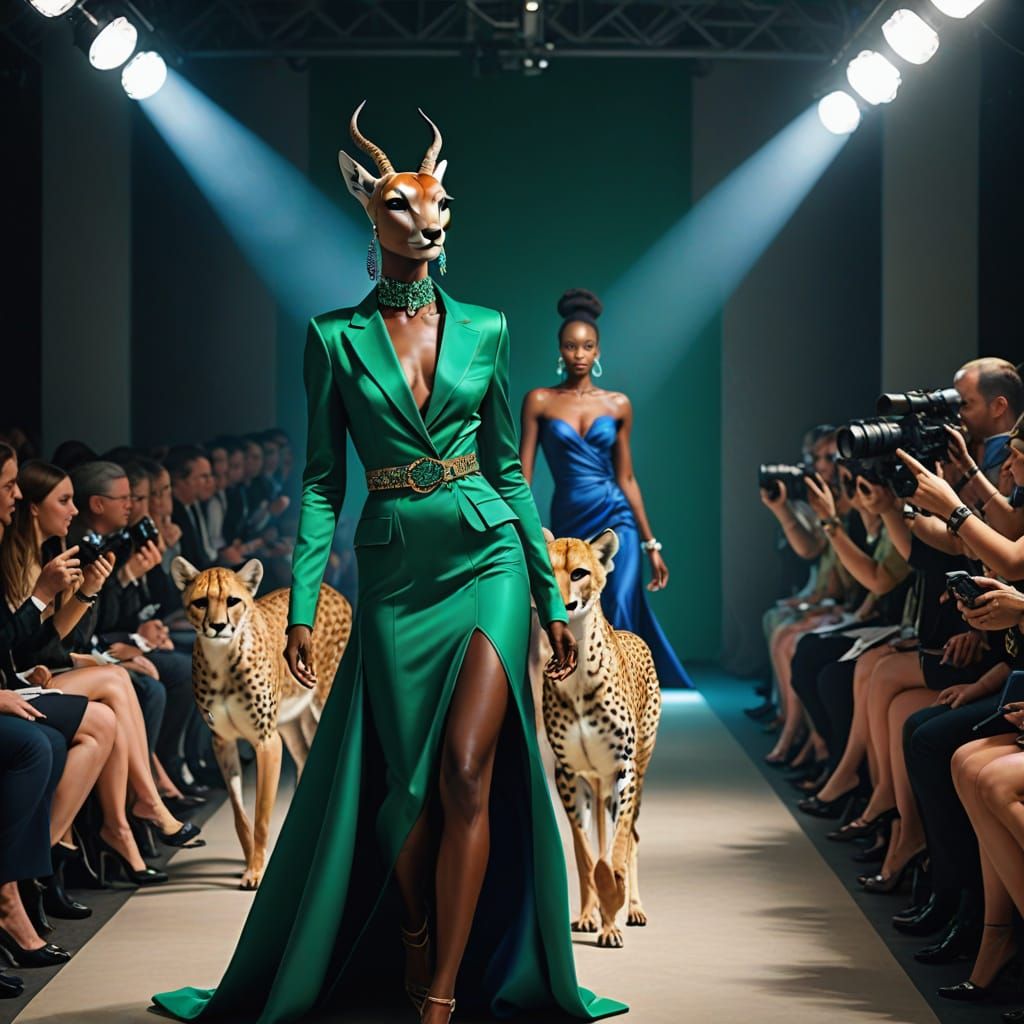 Desfile - Glamorous Runway Models Strut in Fashionable Outfi...