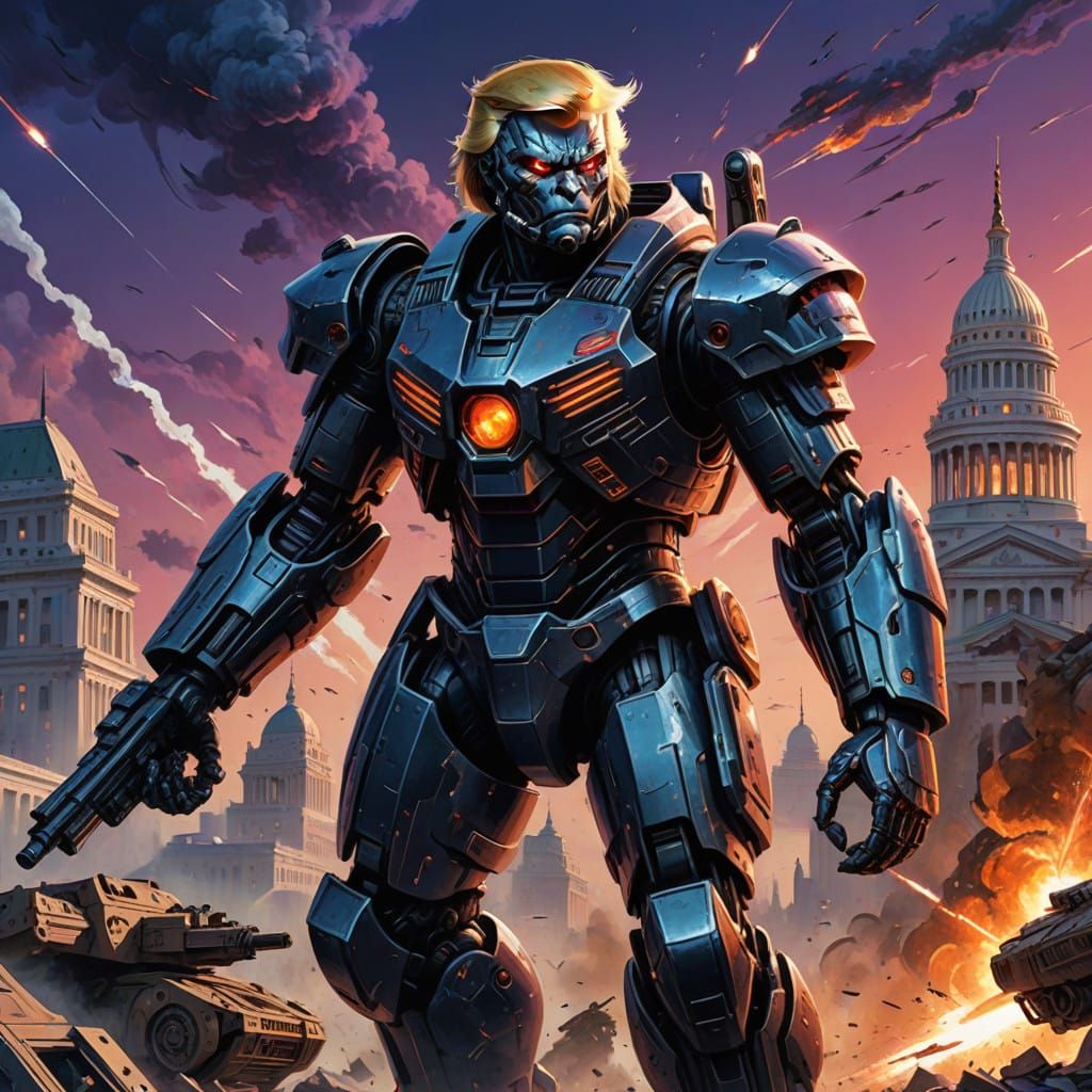 Donald Trump The Mech Warrior - Donald Trump as Futuristic M...