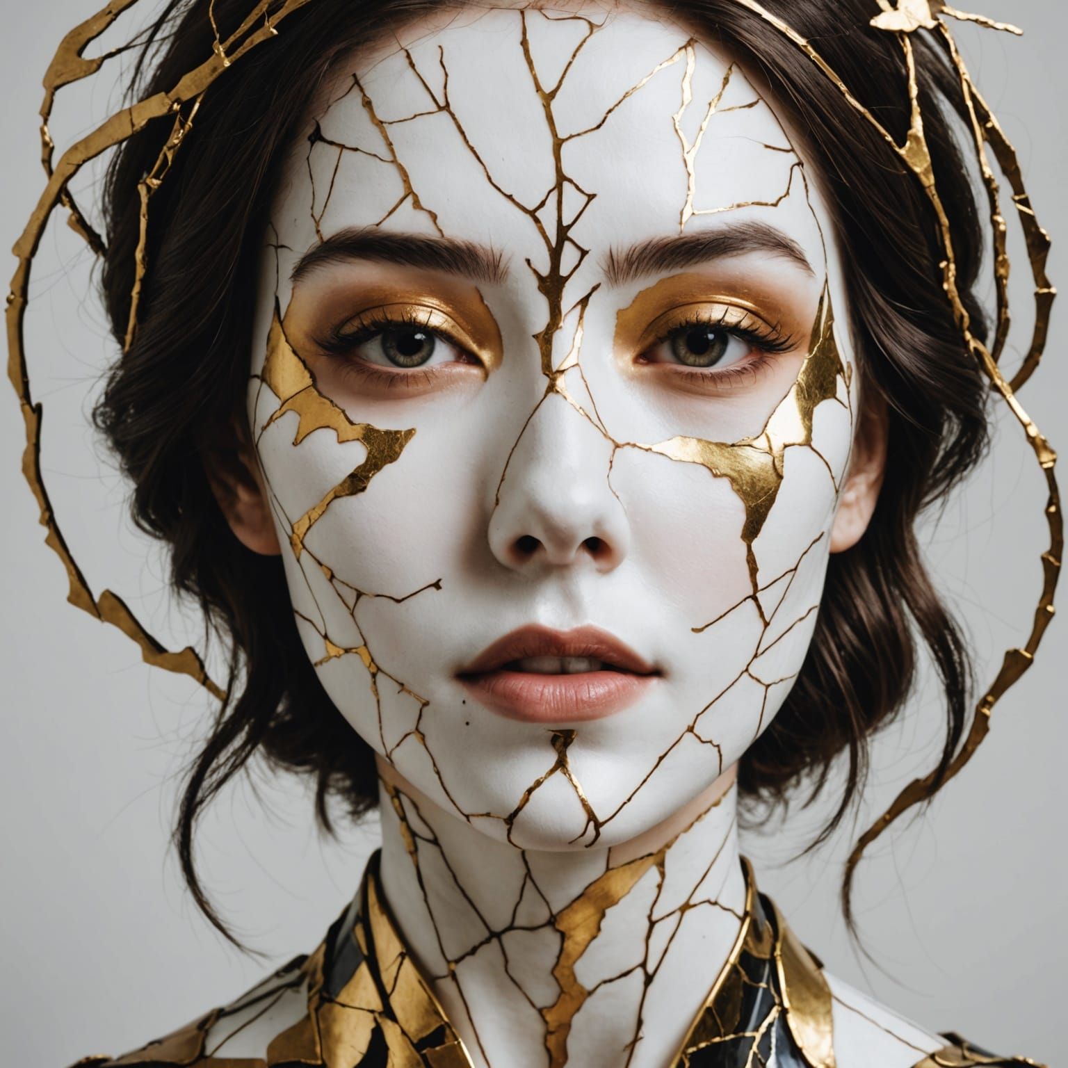 kintsugi gorgeous woman`s face - Gorgeous Woman's Face with ...
