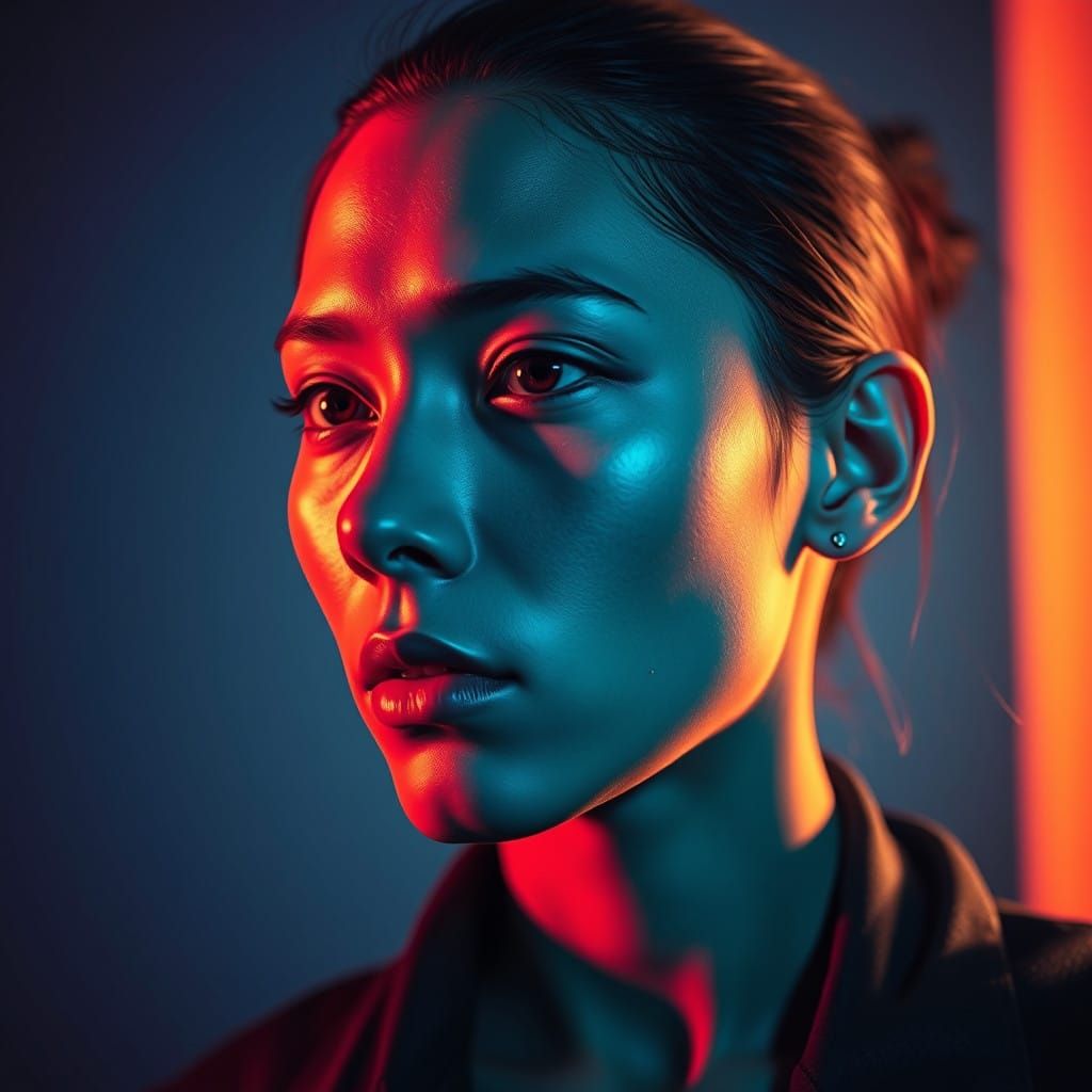 Hyperrealistic Portrait with Gradient Background i... - AI Art