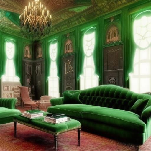 Beautiful gothic Emerald green sofa& ethereal vibes& gothic vibes ...