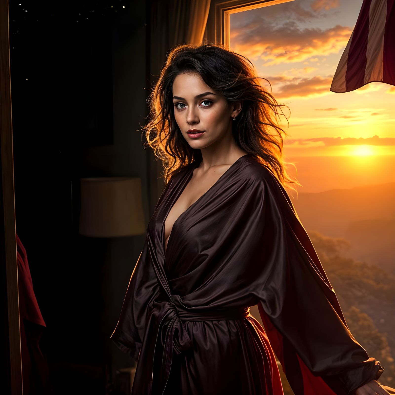 Ethereal Silk Robe Dance in Mesmerizing Semi-Reali... - AI Art