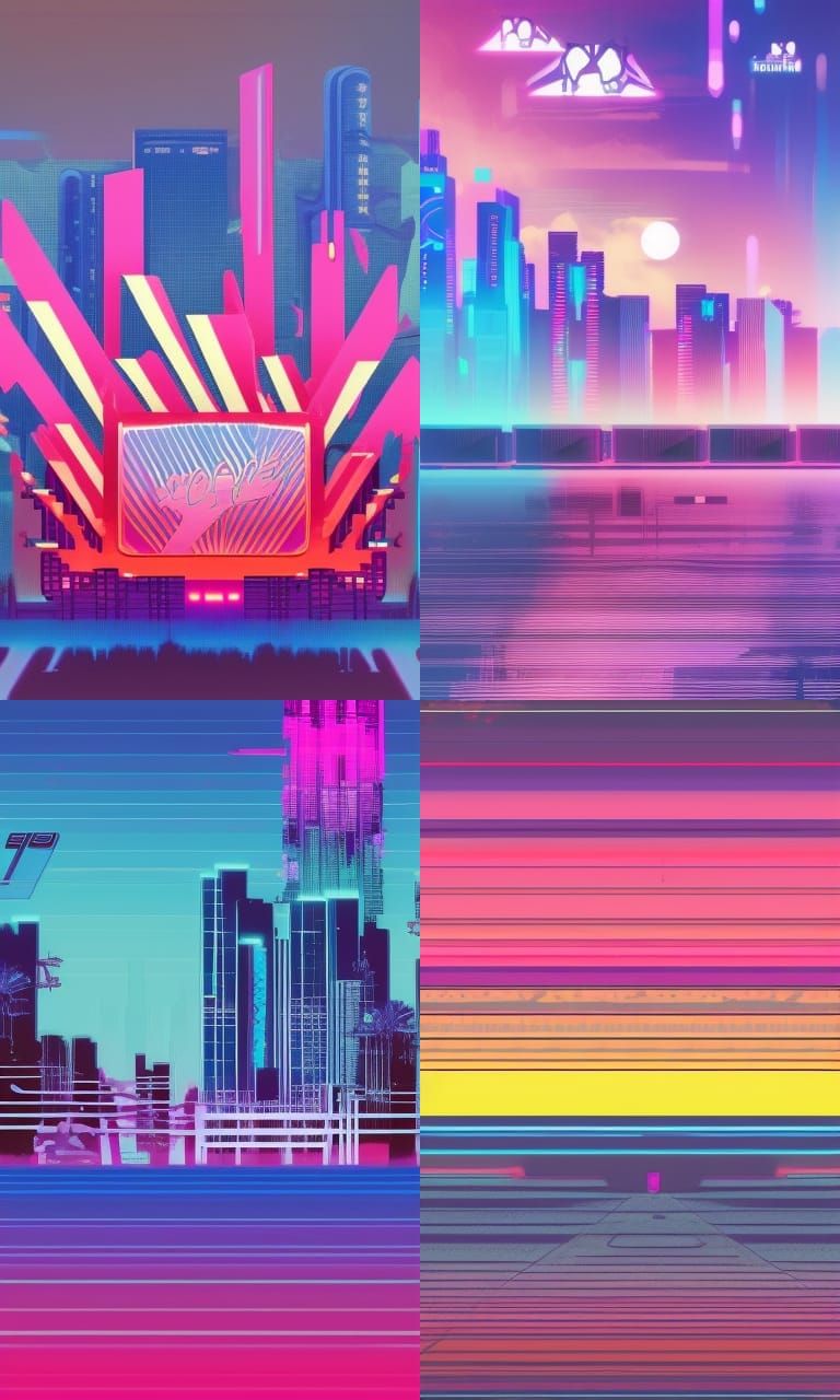Synthwave, retro wave sunset, cyberpunk, pink and blue colours - AI ...