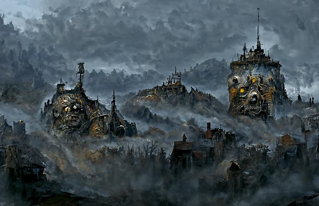 Ramshackle Orc Castle Town atop a stoney-hill - AI Generated Artwork ...