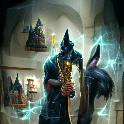 Anubis holding magic staff - AI Generated Artwork - NightCafe Creator